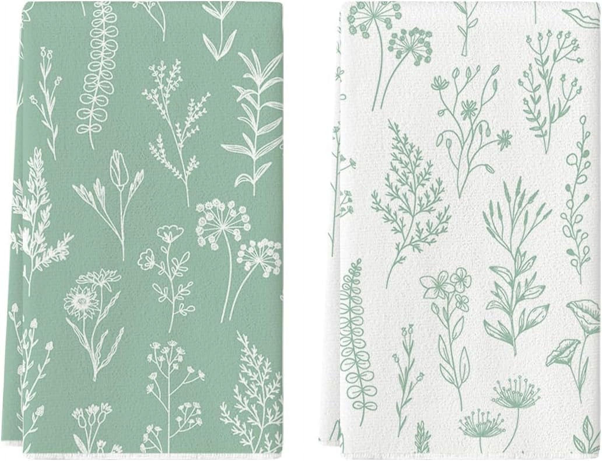 Blue Wildflowers Herb Spring Kitchen Towels Dish Towels, 18x26 Inch ...