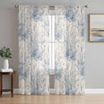 Blue Wildflowers Sheer Curtains 96 Inch Length 2 Panels Set, Farmhouse ...