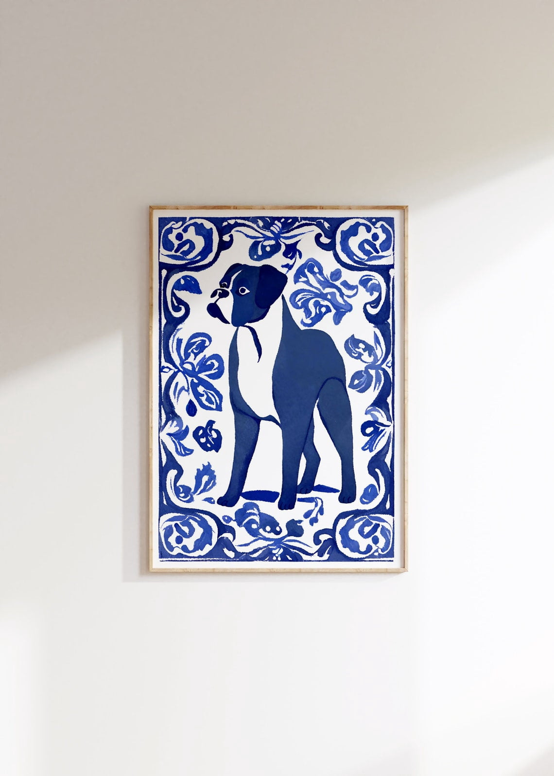 Blue Willow Boxer Dog Delft Blue Wall Art Coastal Home Decoration ...