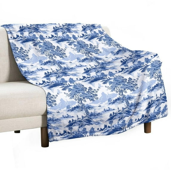 Blue Willow Ceramic Background Texture Blanket for Bed Throw Blanket ...