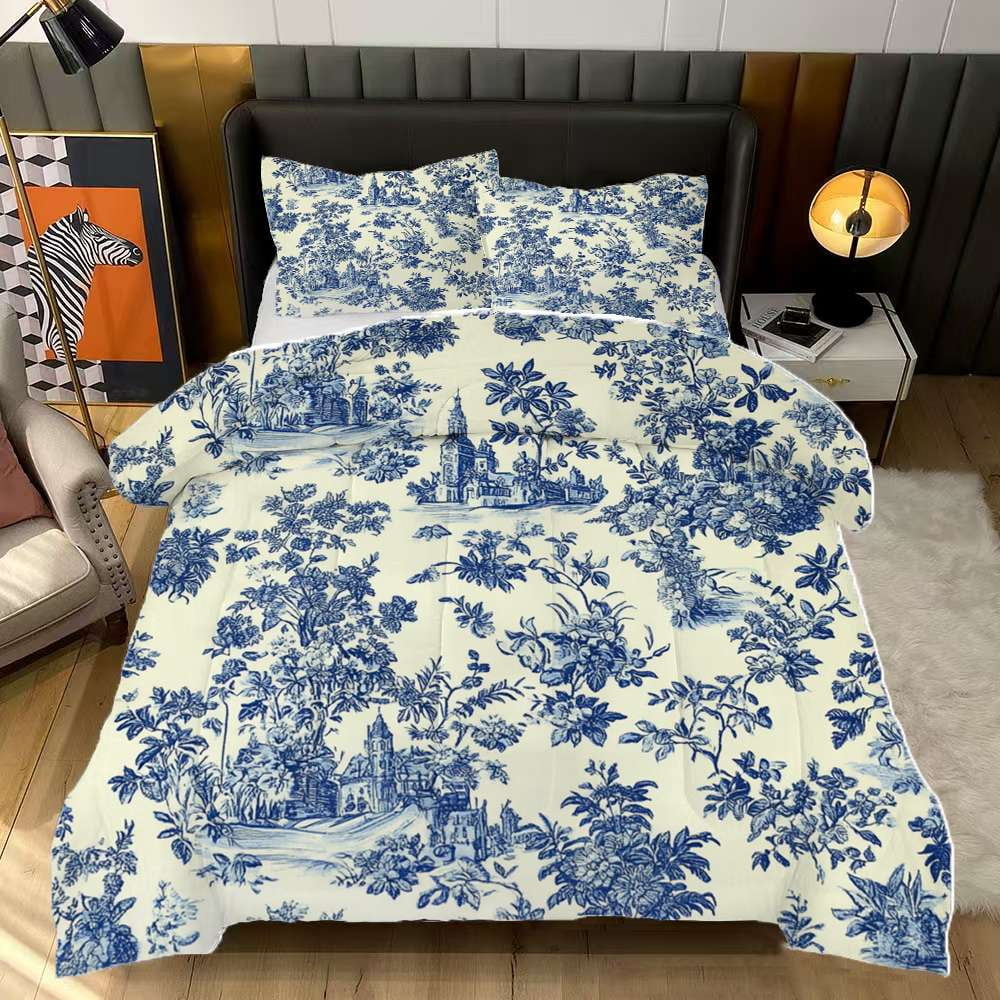 Blue Willow Chinoiserie Blue And White Comforter Set Full Size Bedding ...