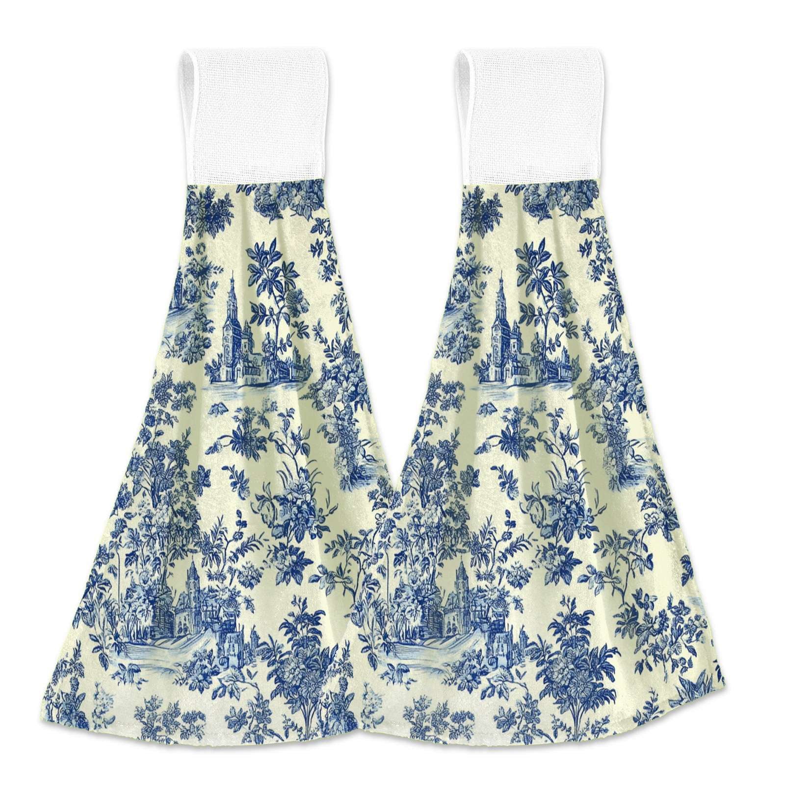 Blue Willow Chinoiserie Blue And White Hanging Kitchen Hand Towels Sets ...