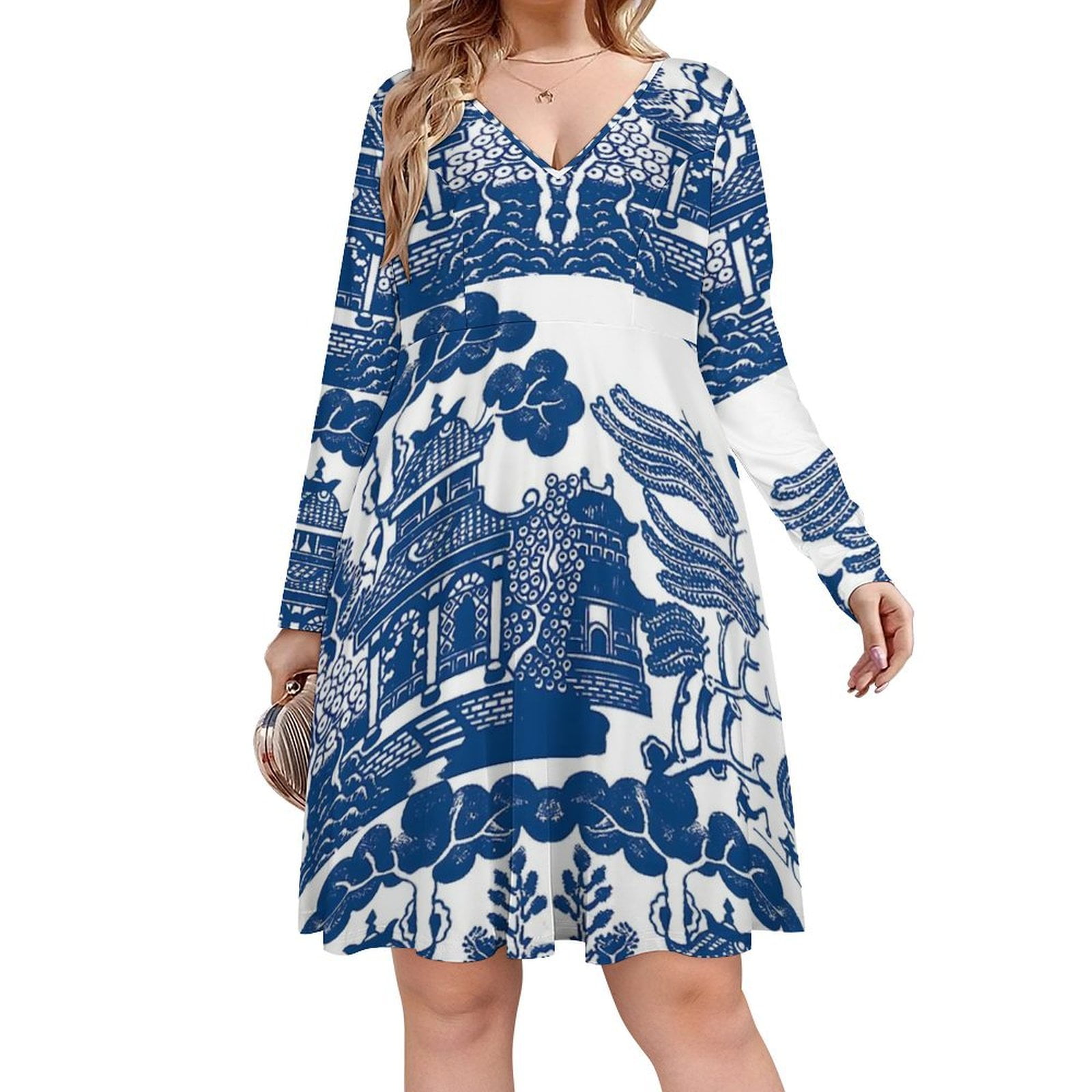 Blue Willow Chinoiserie Blue And White Porcelain Inspiration Long ...