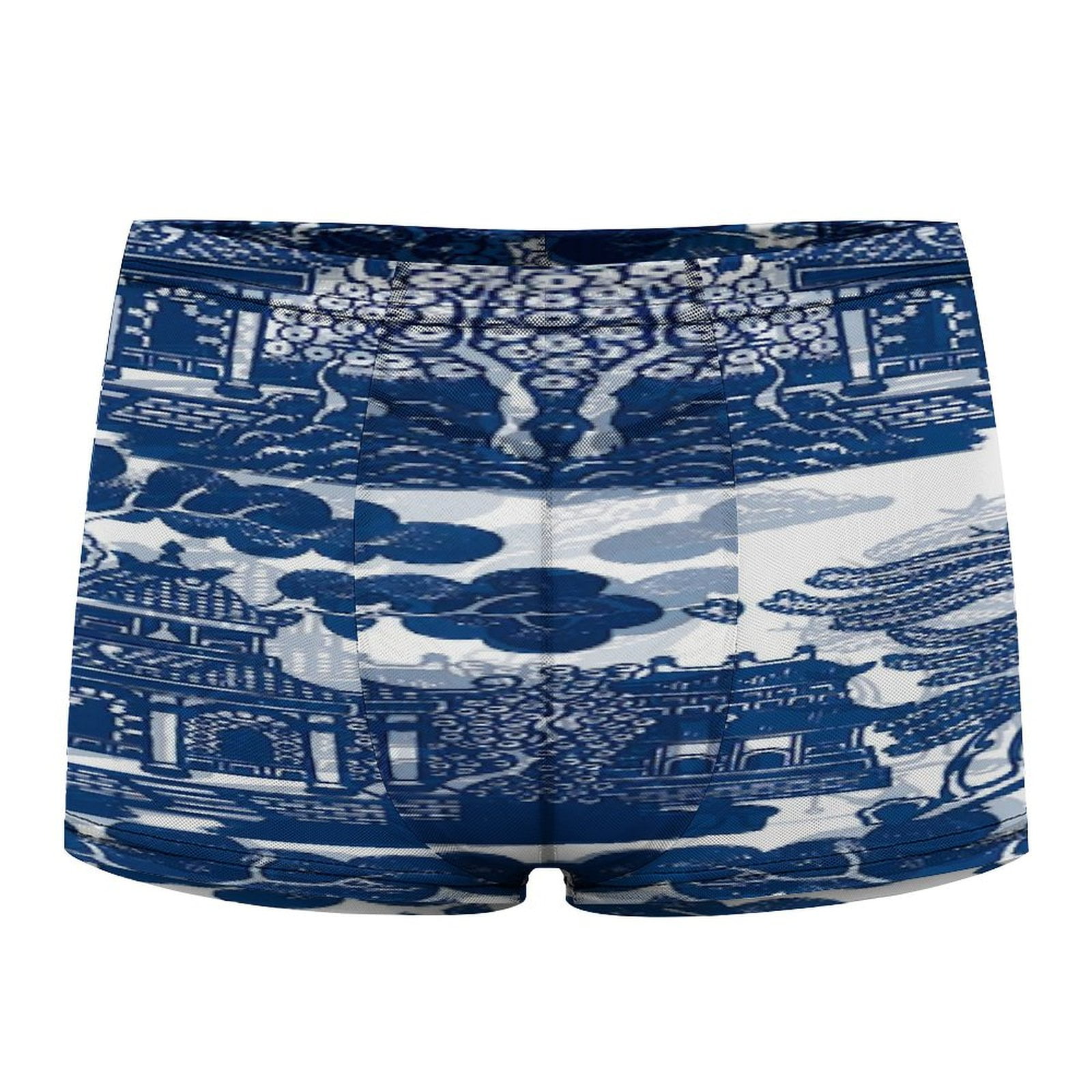Blue Willow Chinoiserie Blue And White Porcelain Inspiration Men's Mesh ...