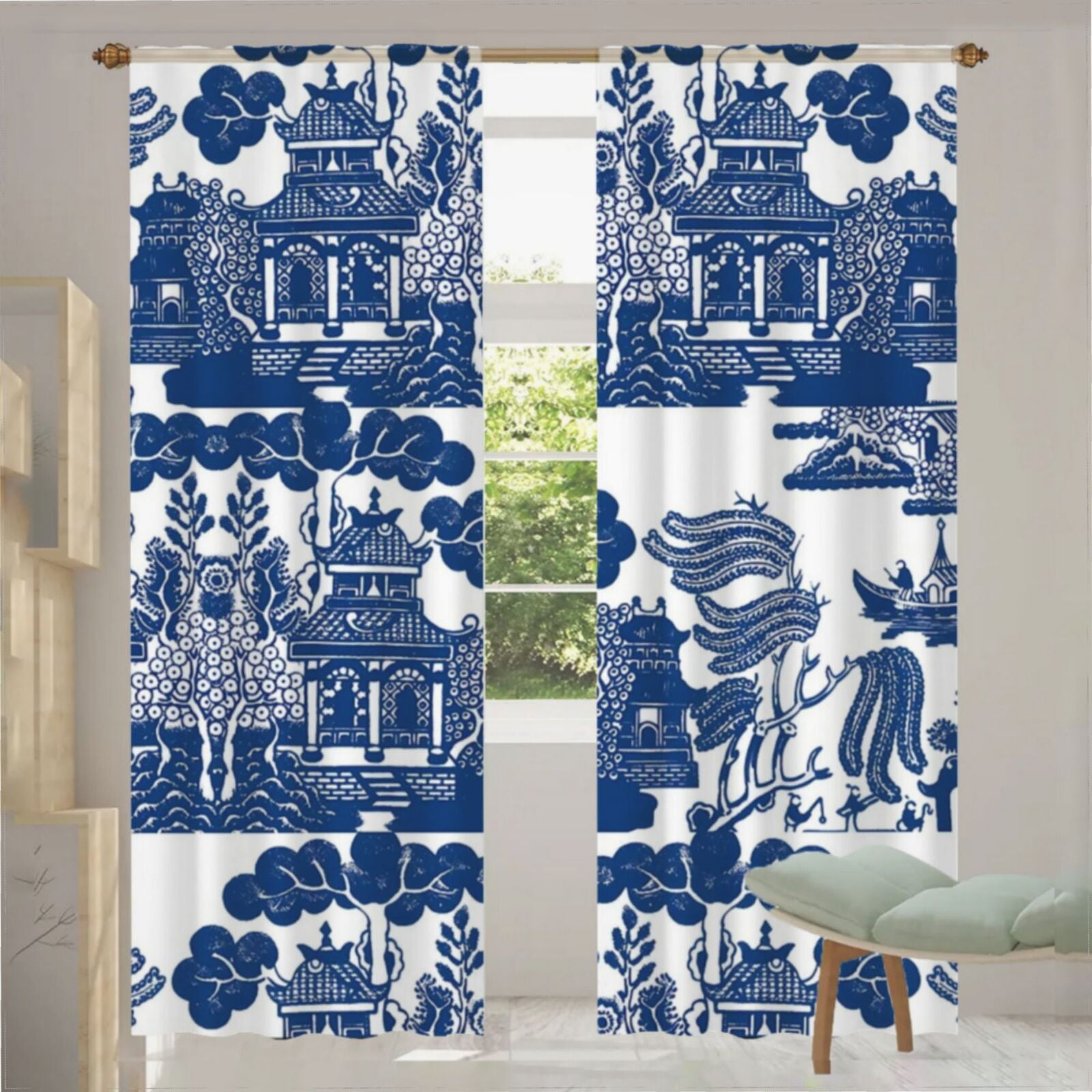 Blue Willow Chinoiserie Blue And White Porcelain Inspiration Tulle ...