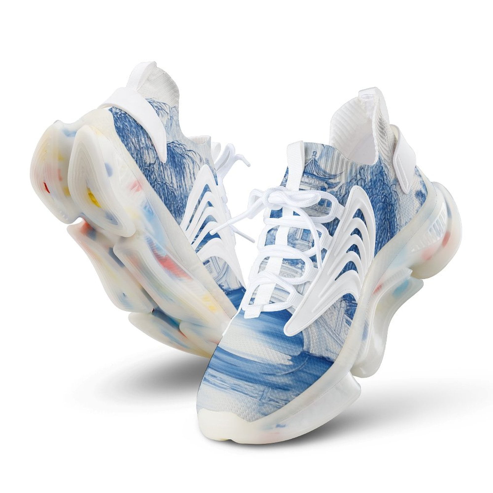 Blue Willow Chinoiserie Blue And White Walking Shoes for Men Woman ...
