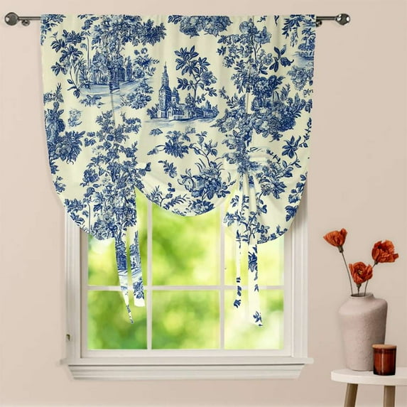 Blue Willow Chinoiserie Blue And White Window Curtain for Living Room ...