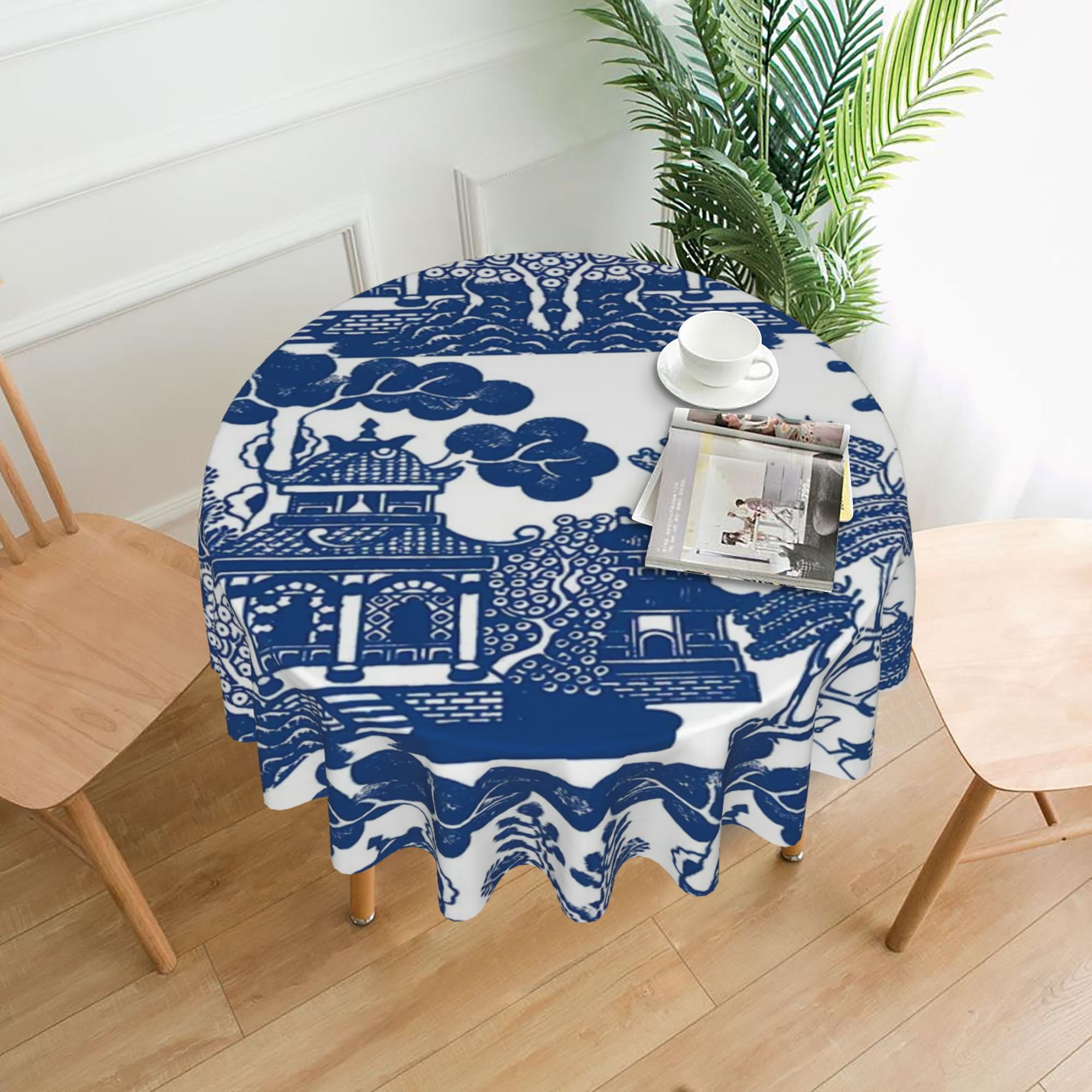 Blue Willow Chinoiserie Blue And White Porcelain Inspiration Polyester ...