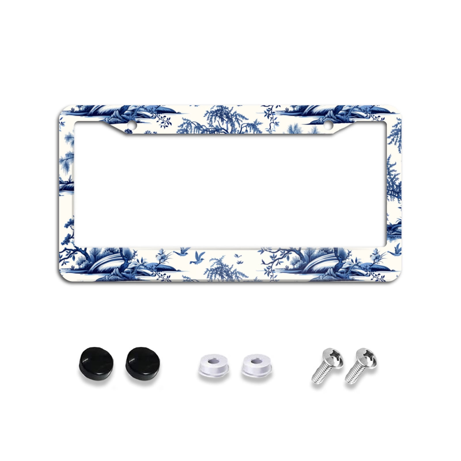 Blue Willow Chinoiserie Porcelain Inspiration 3 License Plate Frames ...