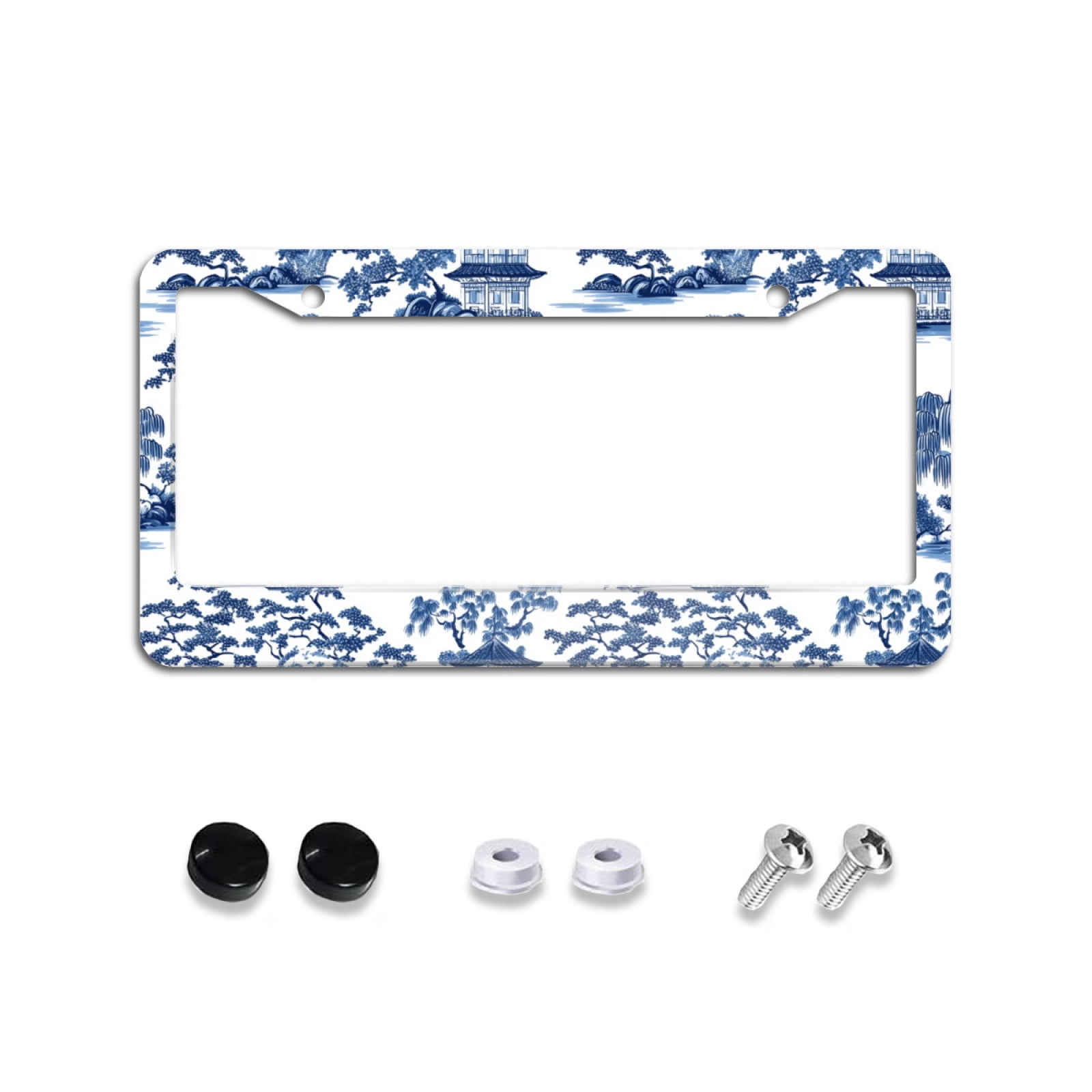 Blue Willow Chinoiserie Porcelain Inspiration License Plate Frames for ...