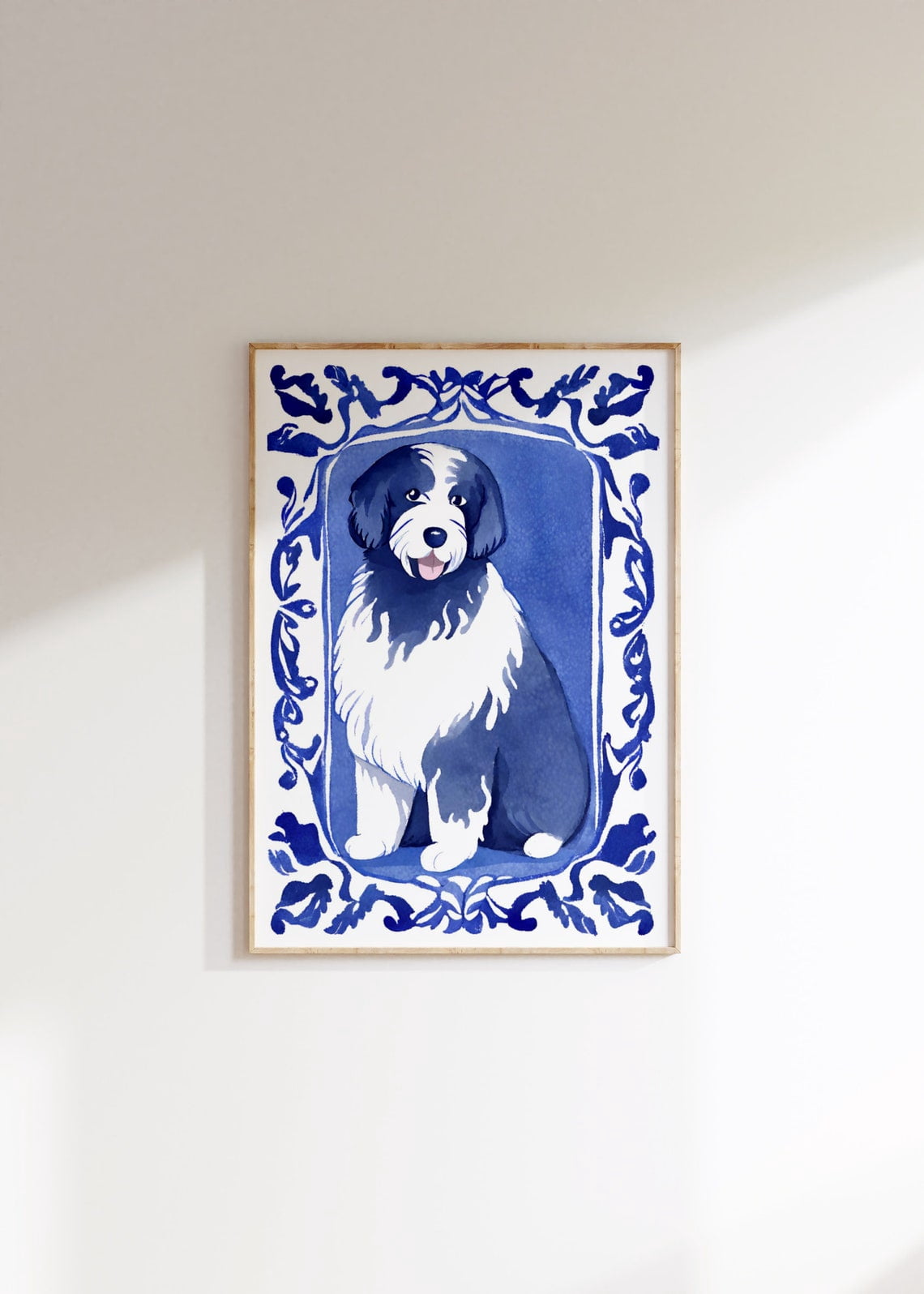 Blue Willow Dog Portrait Delft Blue Art Home Wall Decoration 1 ...