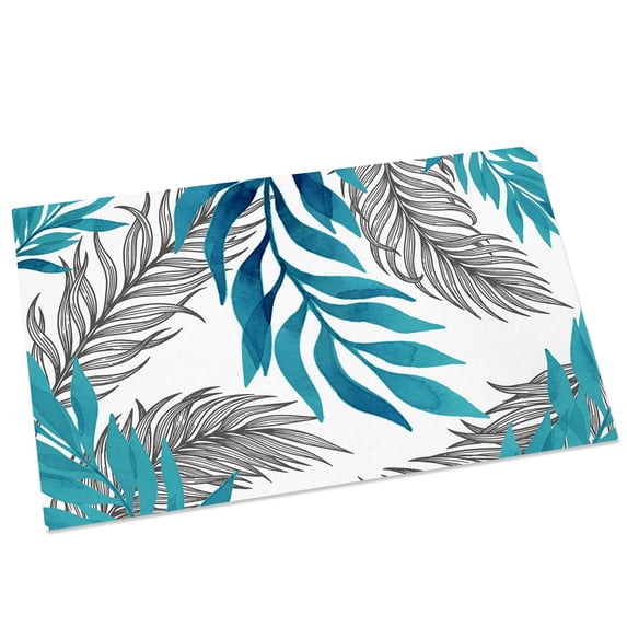 Blue Willow Leaf Door Mat 16x24 Inch Abstract Art Leaves Botanical ...