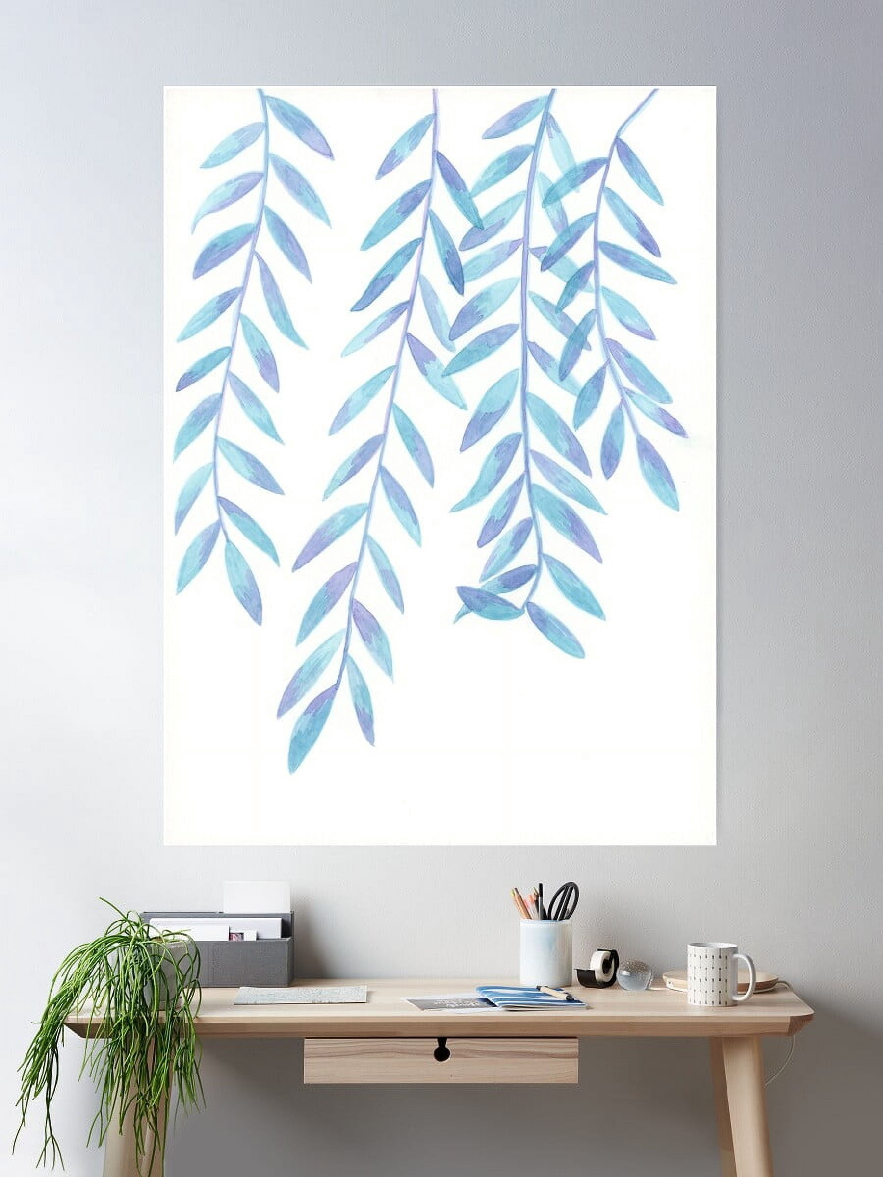 Blue Willow Leaves Poster Wall Art Modern Wall Decor Wall Art Home ...
