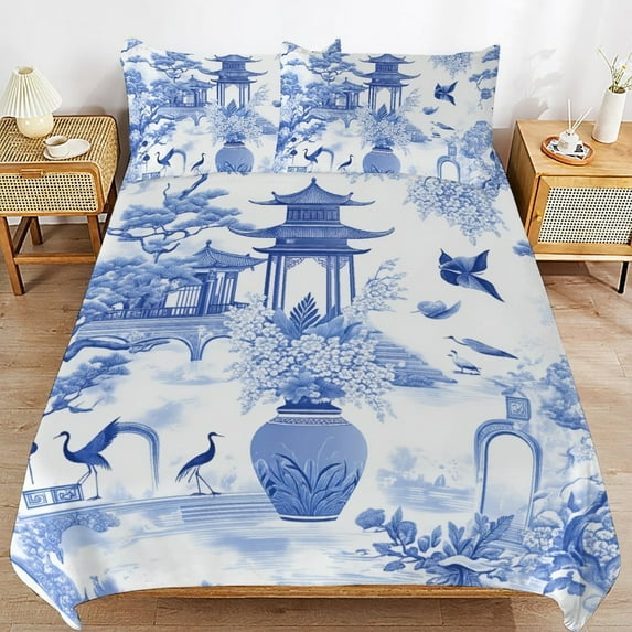 Blue Willow Seamless Pattern 3D Duvet Cover 3pcs Set Bedding Set ...