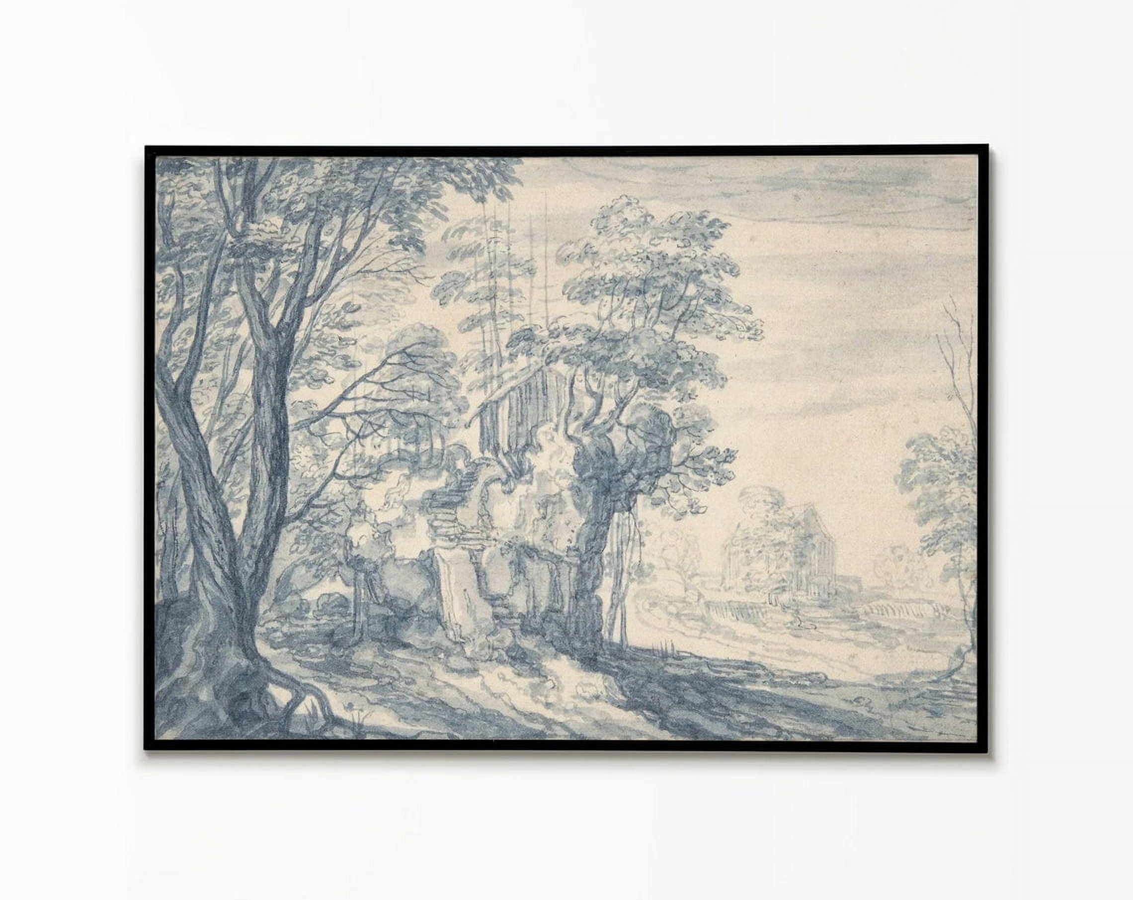 Blue Willow Wall Art, Classic Print, Vintage Landscape, Watercolor Art ...