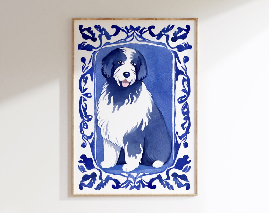 Blue Willow Wall Art Dog Drawing Dog Portrait Coastal Granddaughter ...