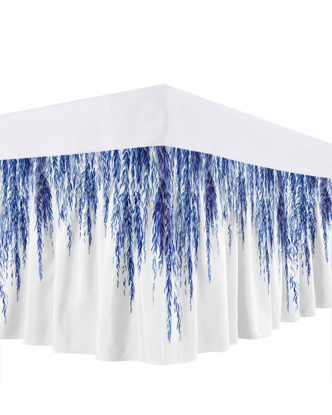 Blue Willows Bed Skirt King Size 18 Inch Drop, Watercolor Spring ...