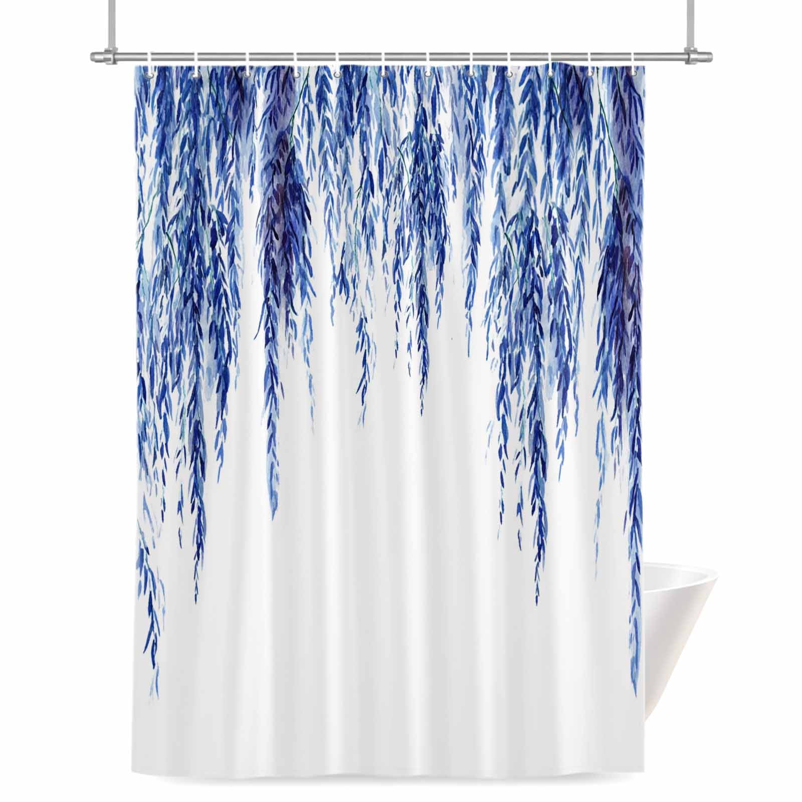 Blue Willows Shower Curtains for Bathroom, Watercolor Spring Falling ...