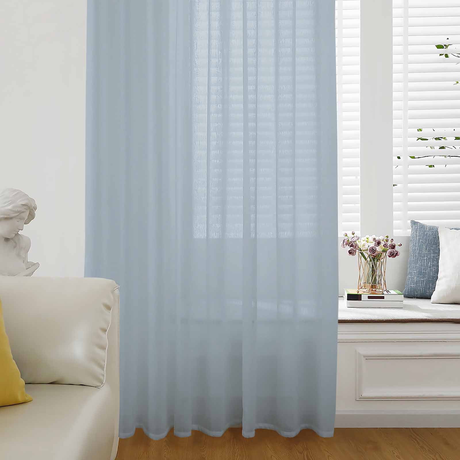Blue Window Curtain 45 Inches Long,Winter Sky Blue Modern Abstract ...