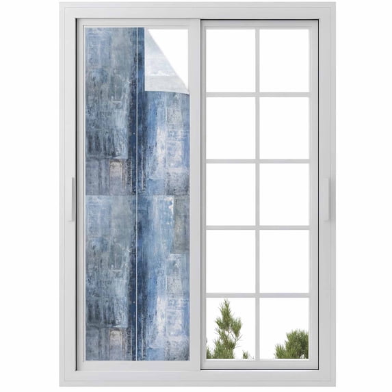 Blue Window Privacy Film, Retro Oil Painting Modern Abstract Art ...