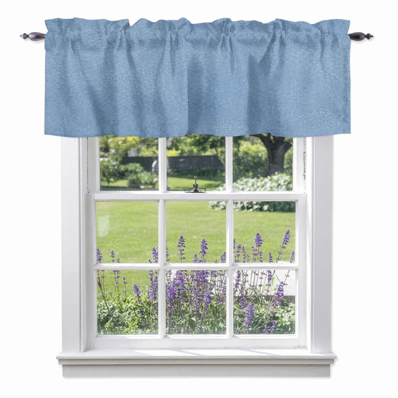 Blue Window Valance for Kitchen, Natural Solid Color Organic Mottling ...