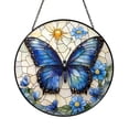 Blue Wing Butterfly Window Sun Catcher, Bright Stained Glass Style ...