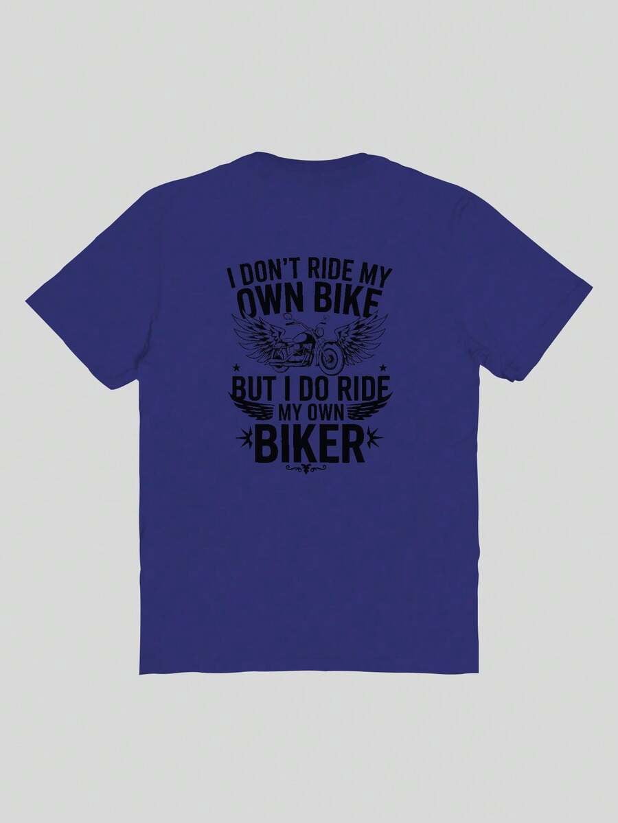 Blue Winged Motorcycle Graphic T-Shirt Pure Cotton Mens Comfort Fit ...
