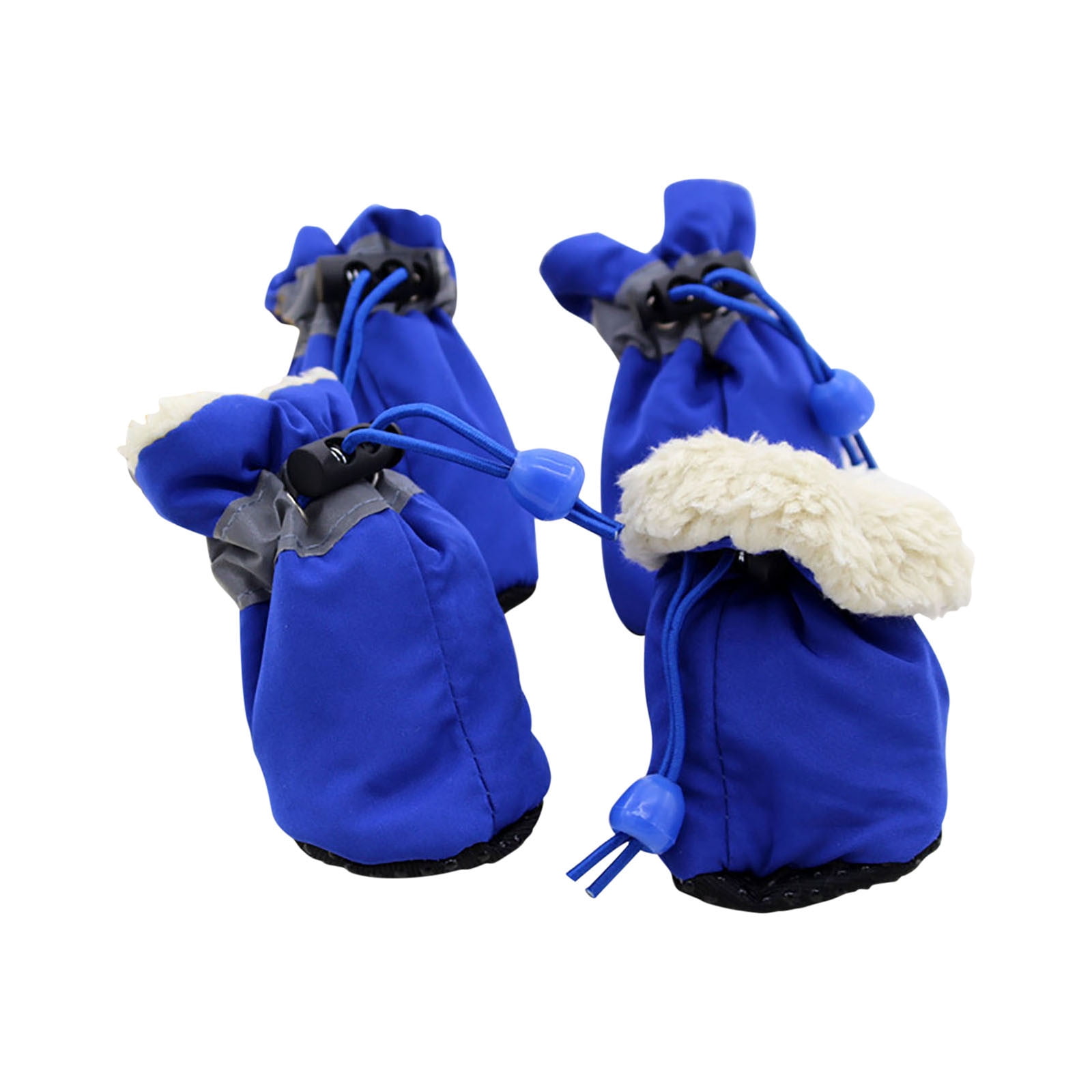Blue Winter Dog Shoes With Fleece Warmth Reflective Tape Claw Cover Pet ...