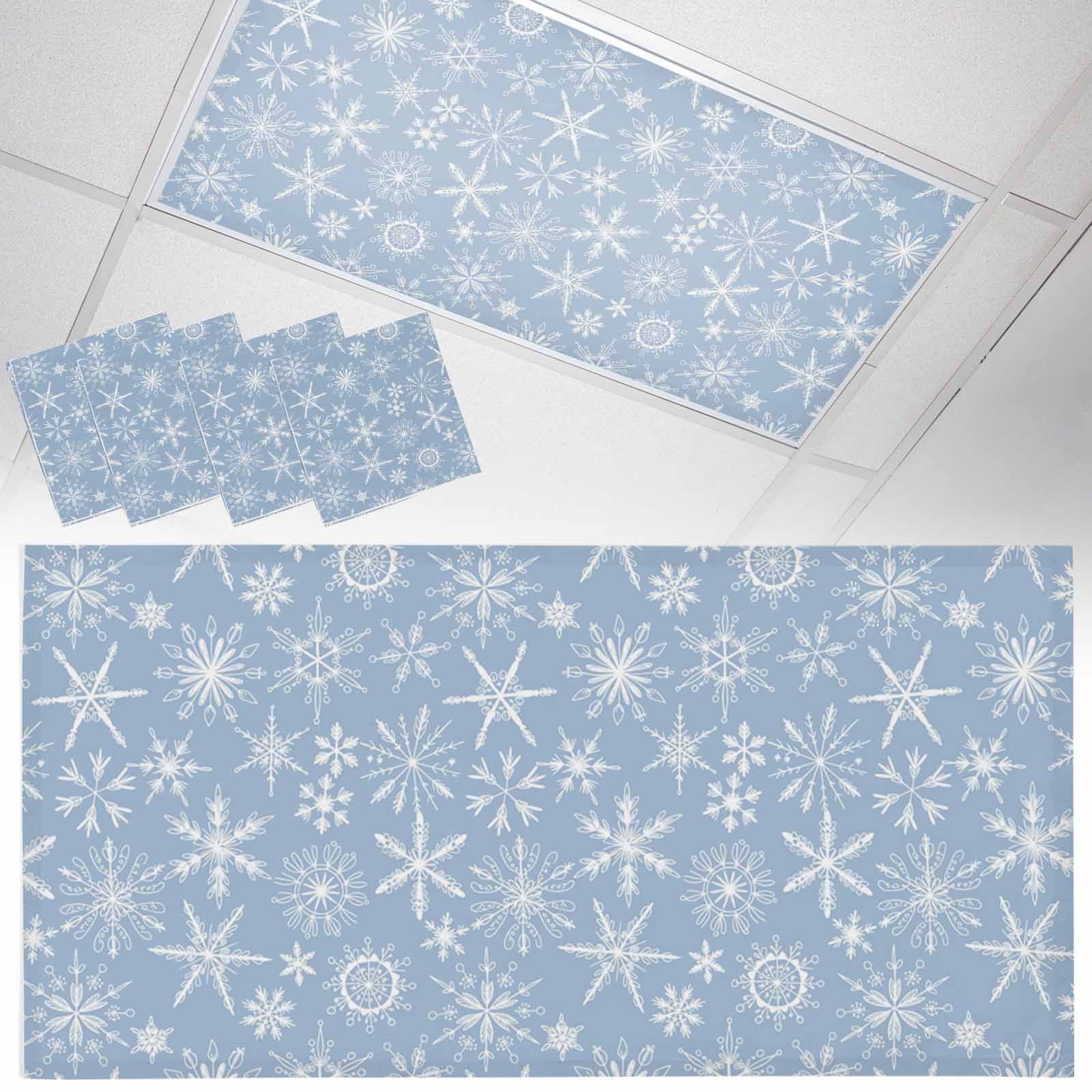 Blue Winter Fluorescent Light Covers Snowflake Christmas Falling Snow ...