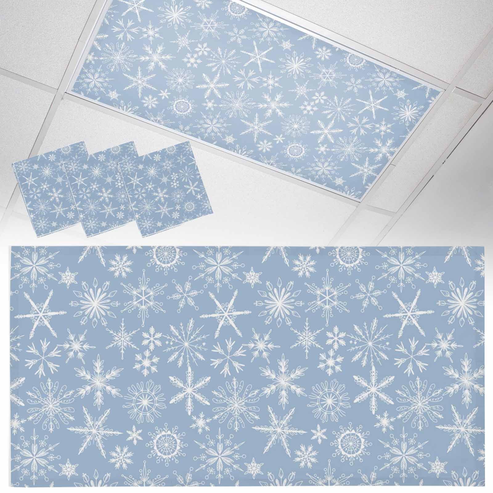 Blue Winter Fluorescent Light Covers Snowflake Christmas Falling Snow ...