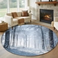 Blue Winter Forest 6' Round Rug for Living Room Under Coffee Table ...