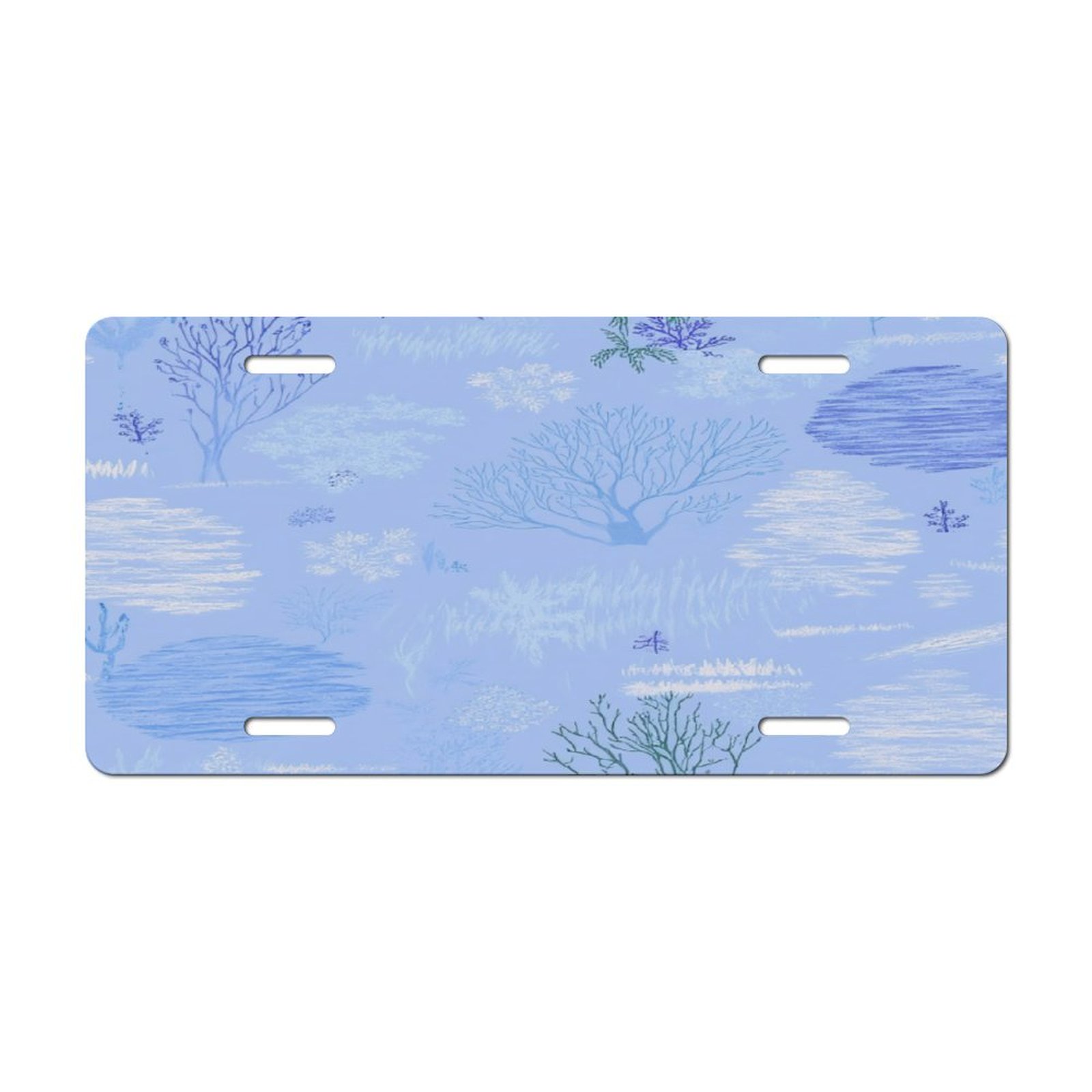 Blue Winter Forest Pattern Car Decorative Front License Plate,Vanity ...