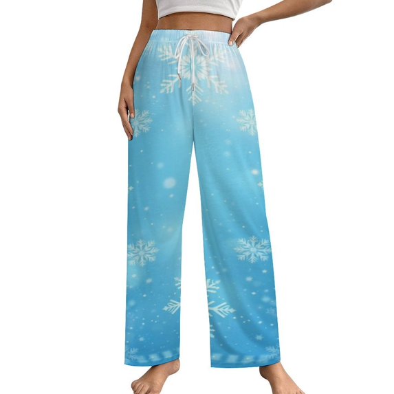 Blue Winter Snowflakes Women's Pajama Pants Trousers Ladies Loose Home ...