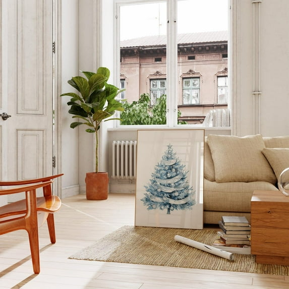 Blue Winter Tree Poster Xin & UNFRAMED Poster, Wall Art for Decor ...