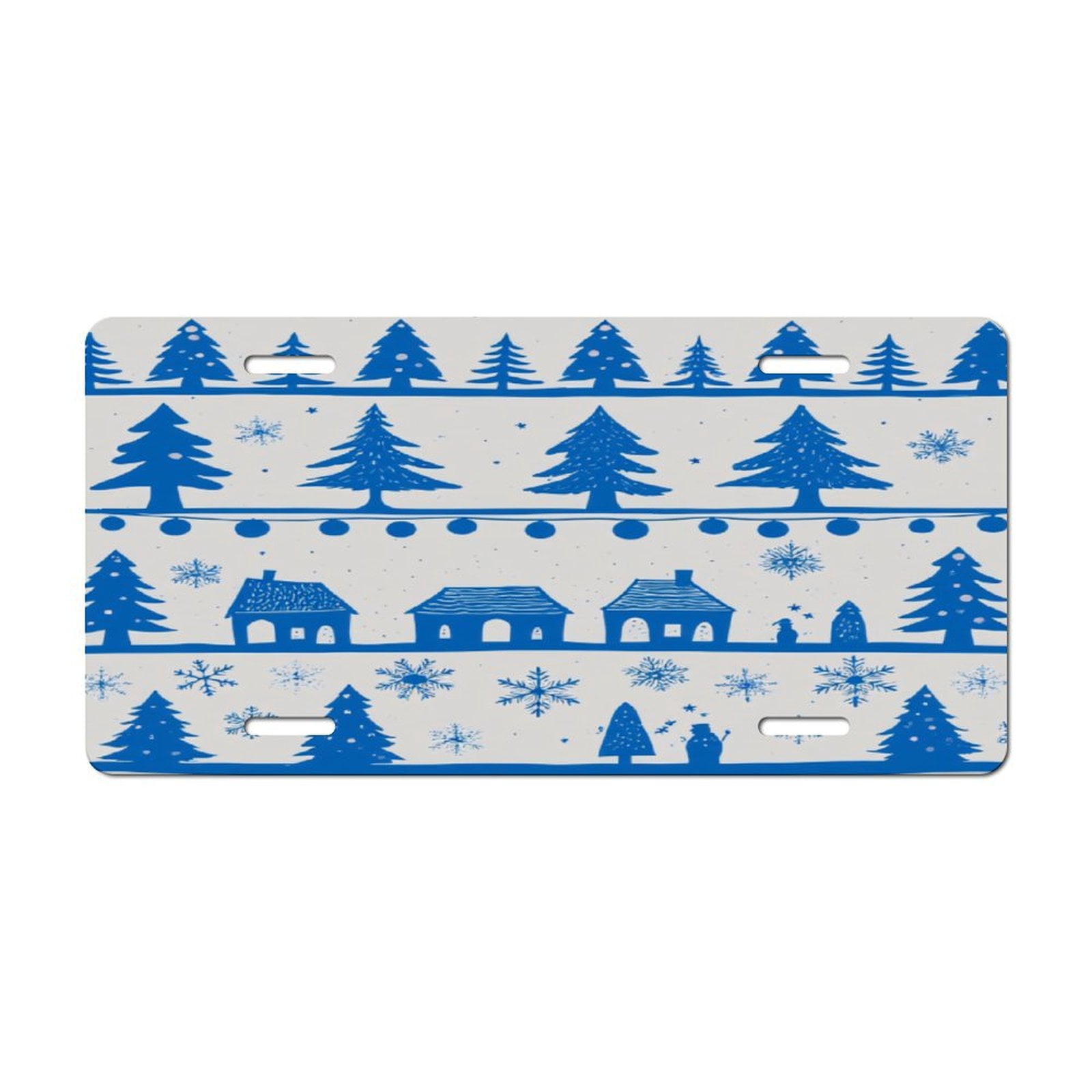 Blue Winter Village Pattern Car Decorative Front License Plate,Vanity ...