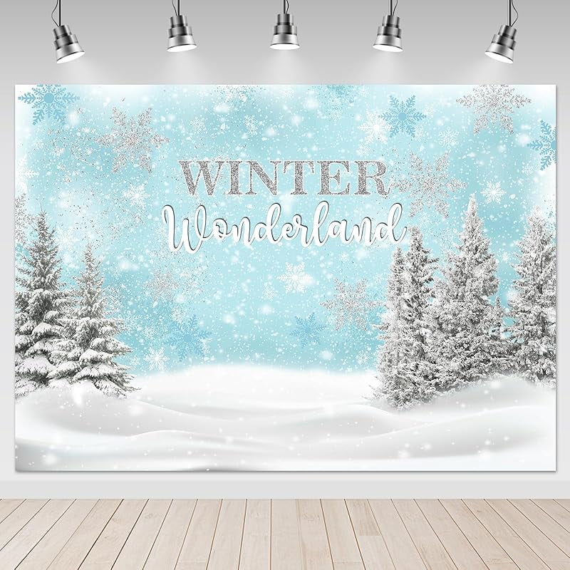 Blue Winter Wonderland Backdrop Winter Girl Birthday Background Blue ...