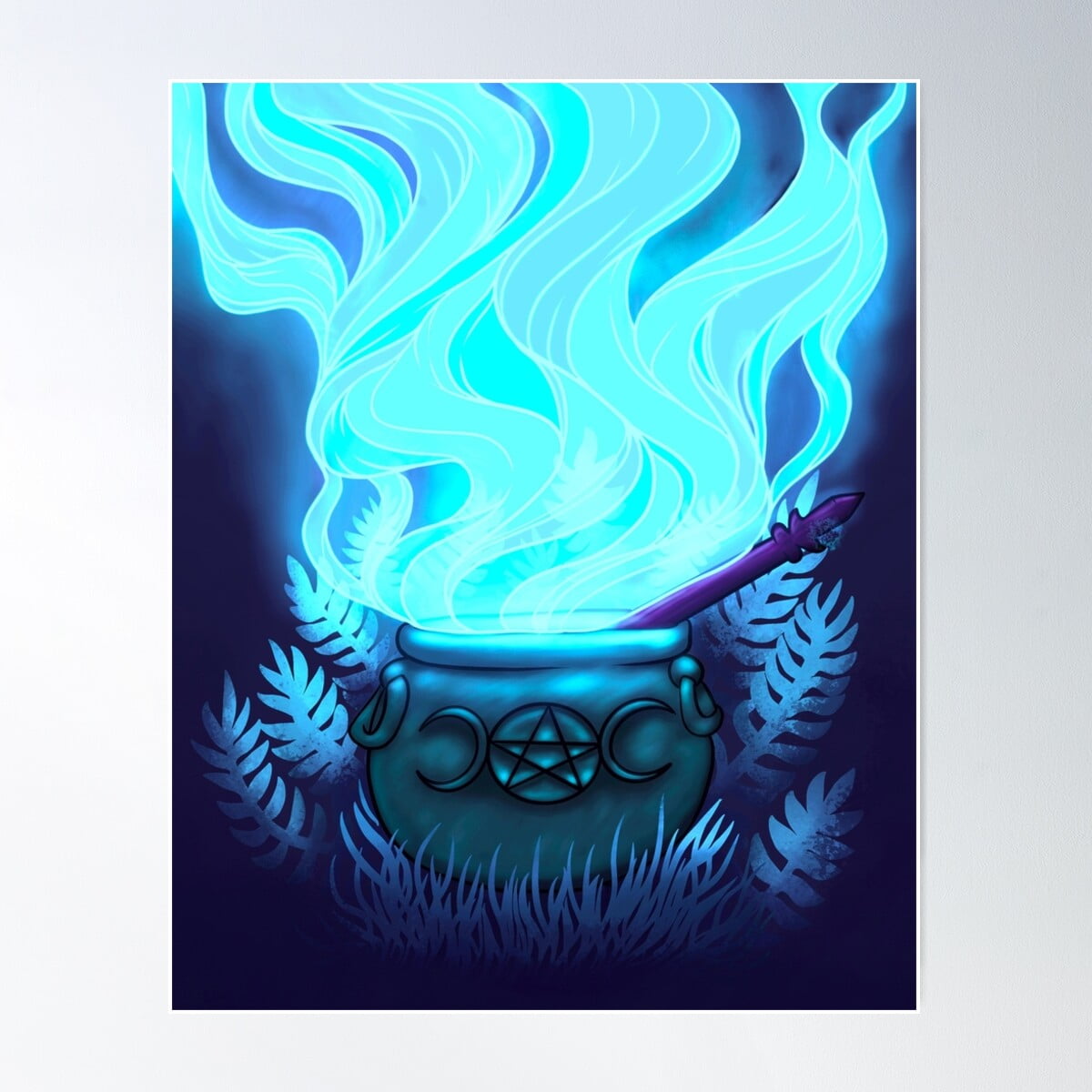 Blue Witches Cauldron Poster Wall Art, Modern Wall Decor For Living ...