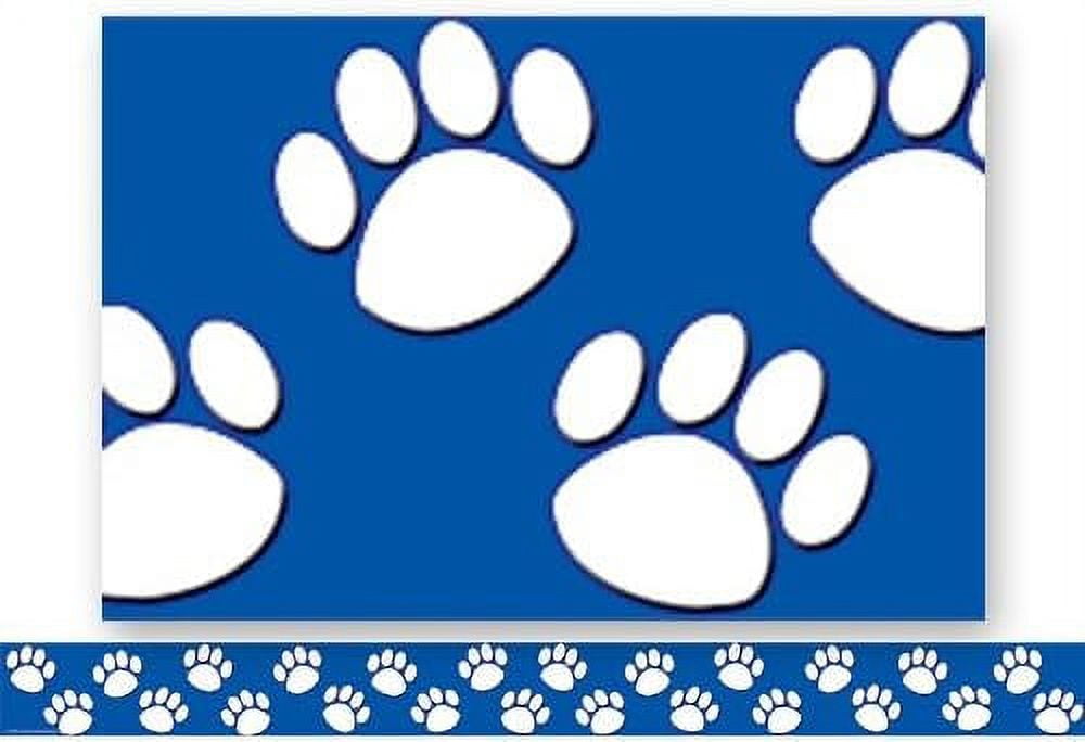 Blue With White Paw Prints Straight Learning Materials Border Trim ...