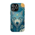 Blue Wolf Abstract Fusion Pattern iPhone Case with iPhone 17 to 11 Pro ...