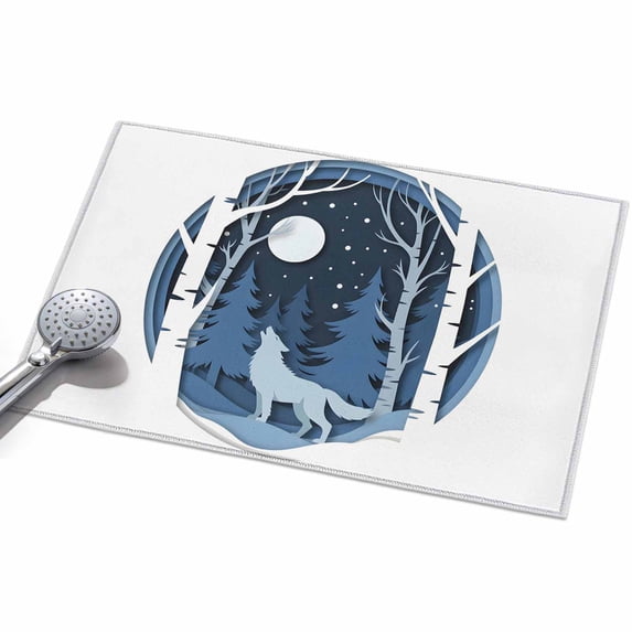 Blue Wolf Entryway Rug 2x3ft Washable Non Slip Bathroom Rug Low Pile ...