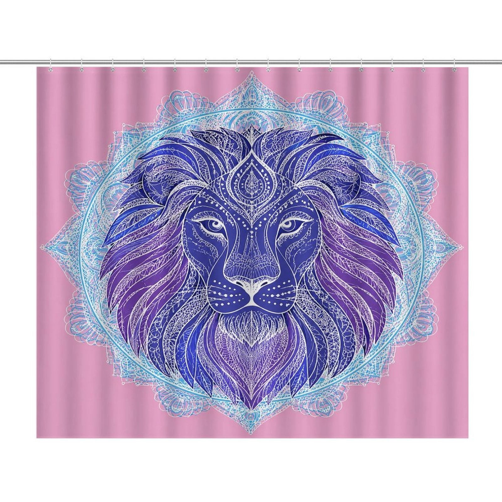 Blue Wolf Mandala Pink Sky Print Shower Curtain,Cloth Fabric Waterproof ...