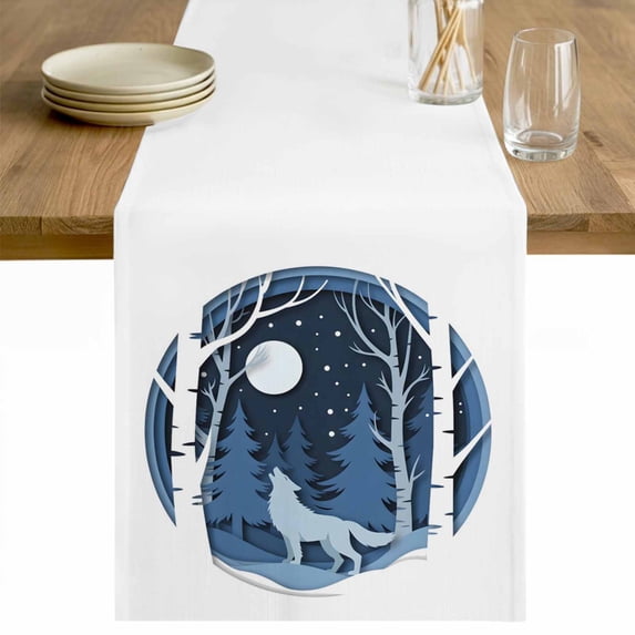 Blue Wolf Table Runner 48 Inches Long Farmhouse Dress Scarves ...