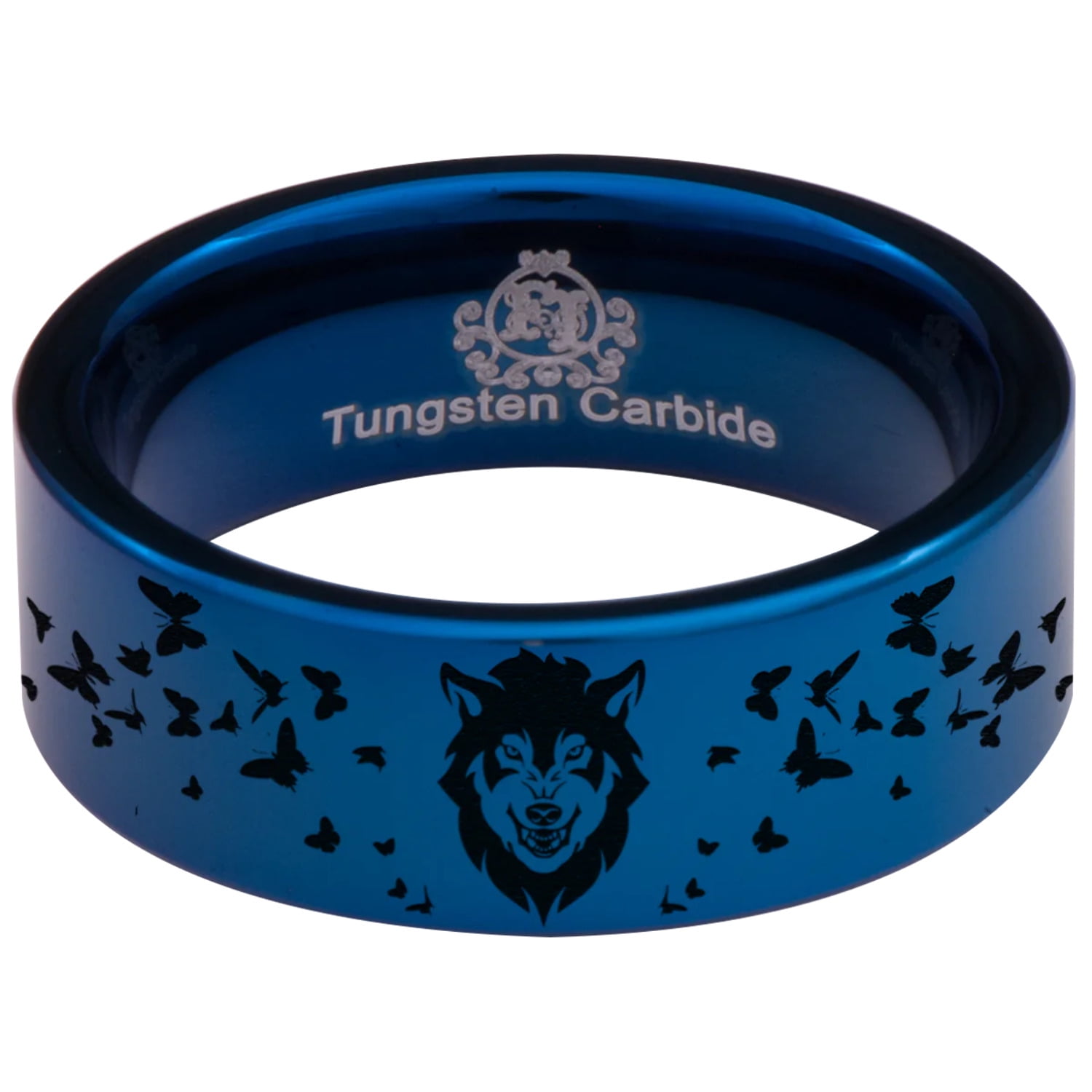 Blue Wolf and Butterfly Tungsten Carbide Ring - Walmart.com
