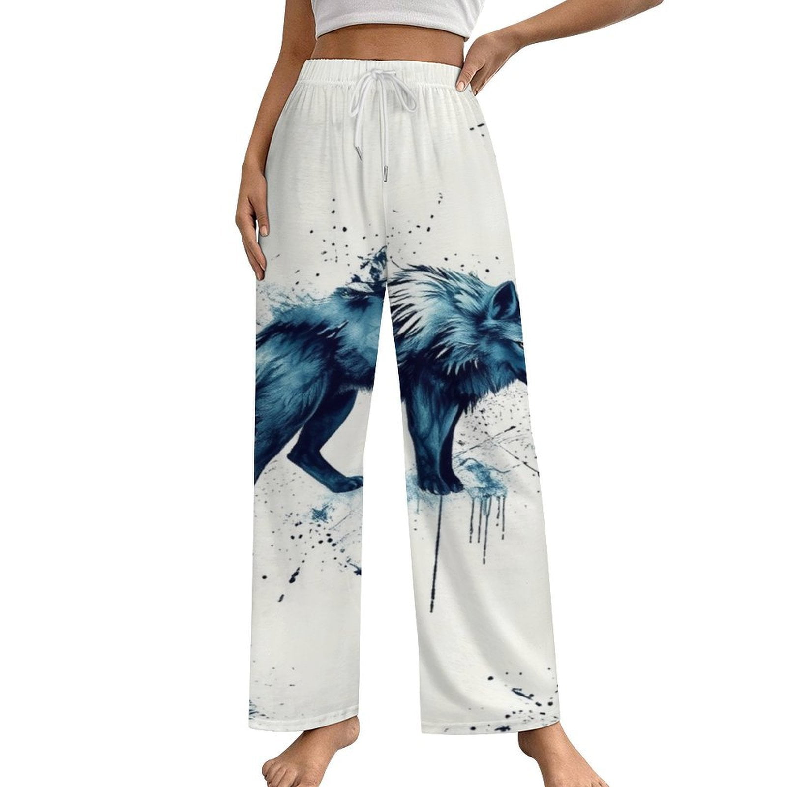 Blue Wolves Splash Art Women's Pajama Pants Casual Trousers - Walmart.com