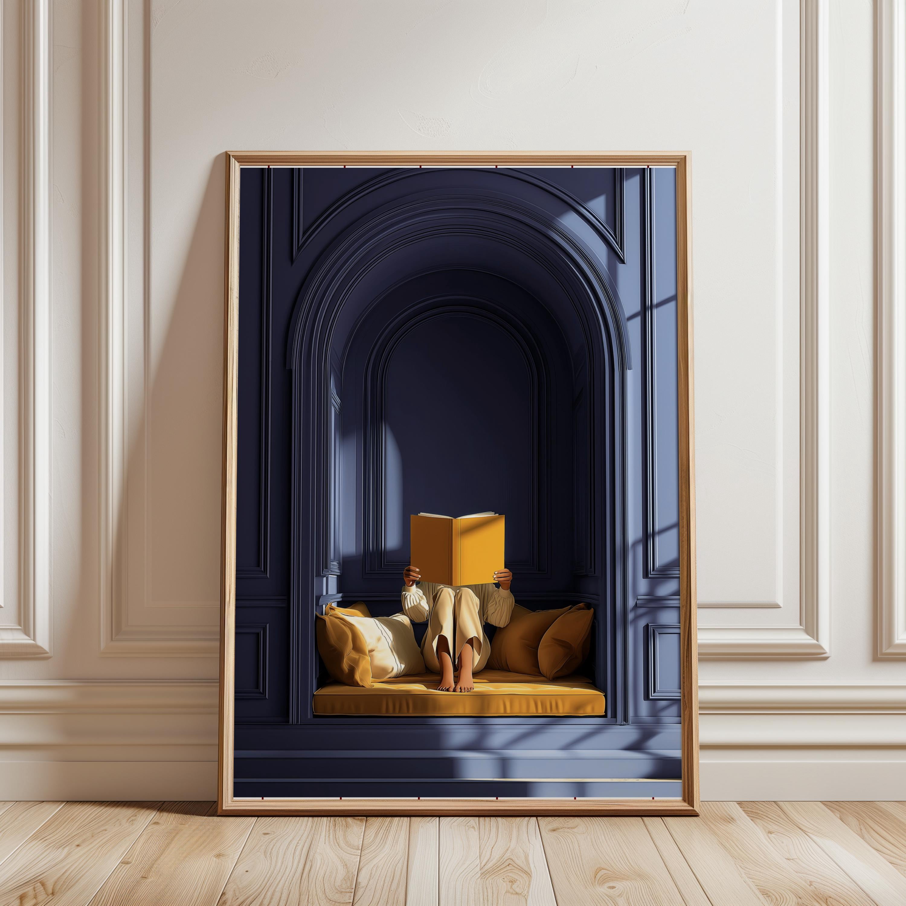 Blue Woman Reading Print, Blue Wall Art, Library, Book Lover Gifts ...
