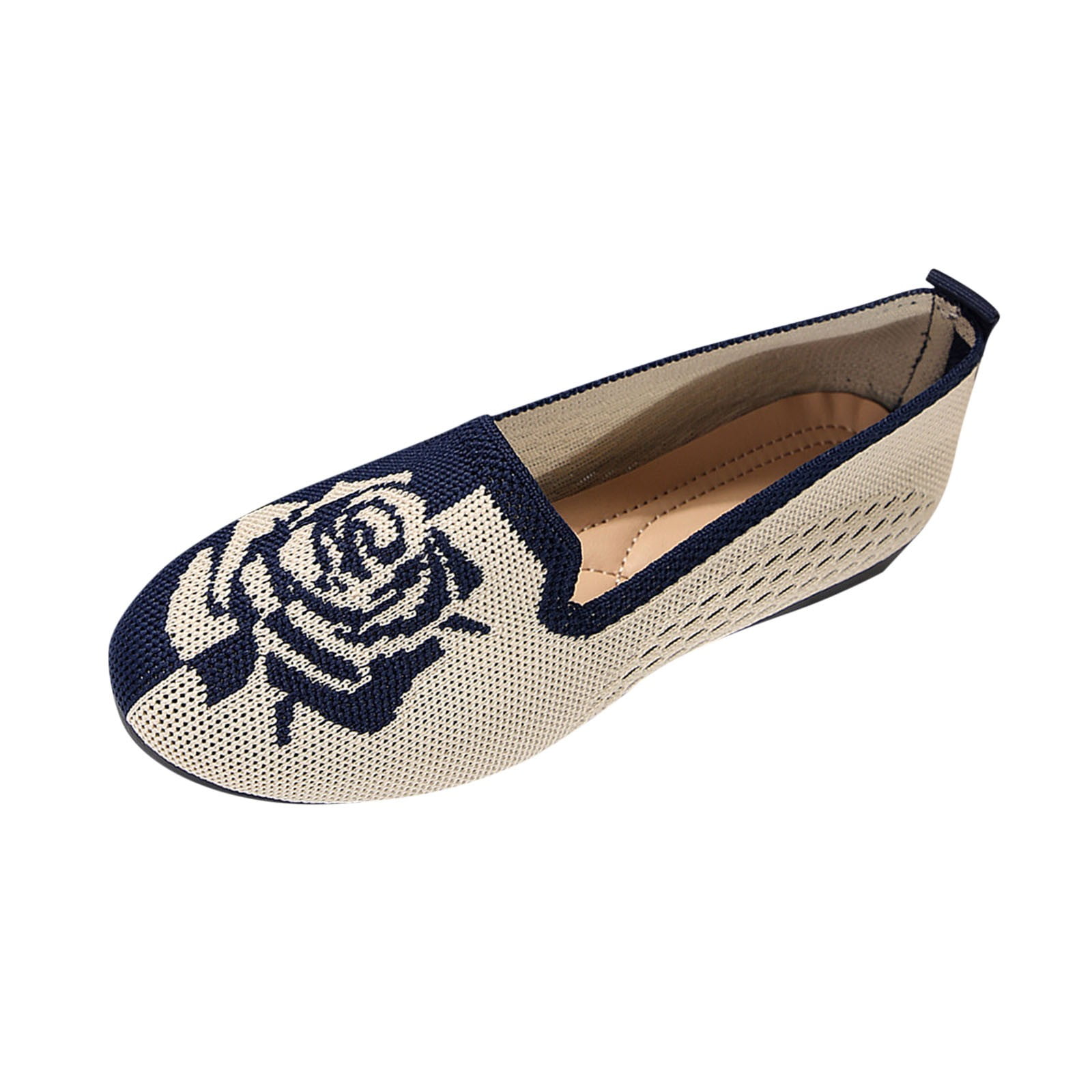 Blue Women Casual Slip On Shoes With Round Toe Design And Breathable ...