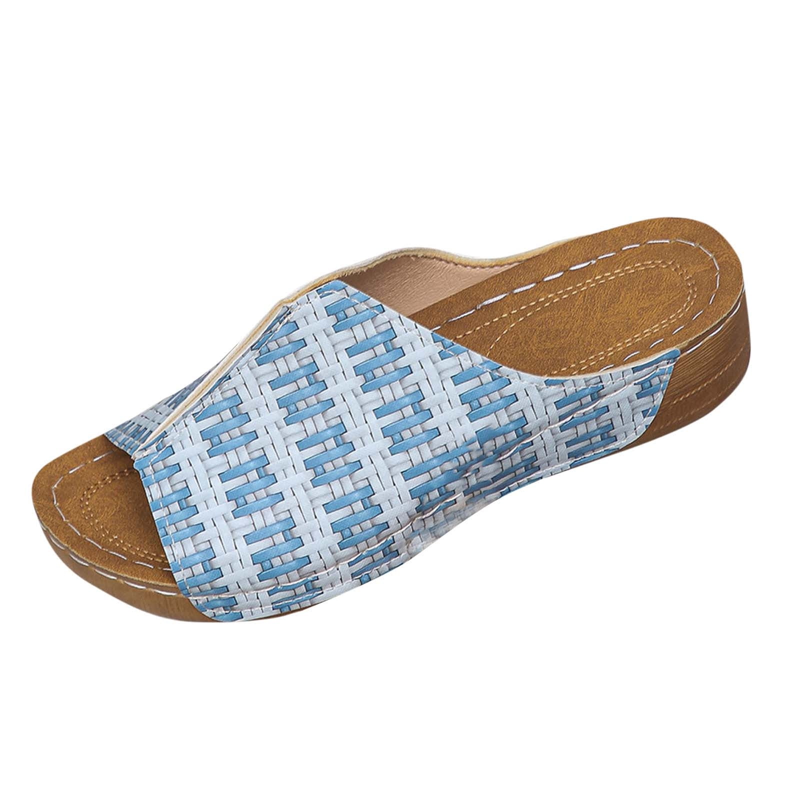 Blue Women Everyday Versatile Spring And Summer Thick-Soled Wedge ...