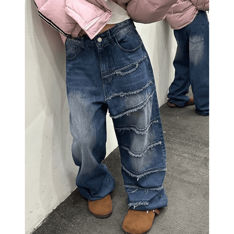 Blue Women Jeans Streetwear Vintage Fashion High Waisted Wide Leg Jean ...