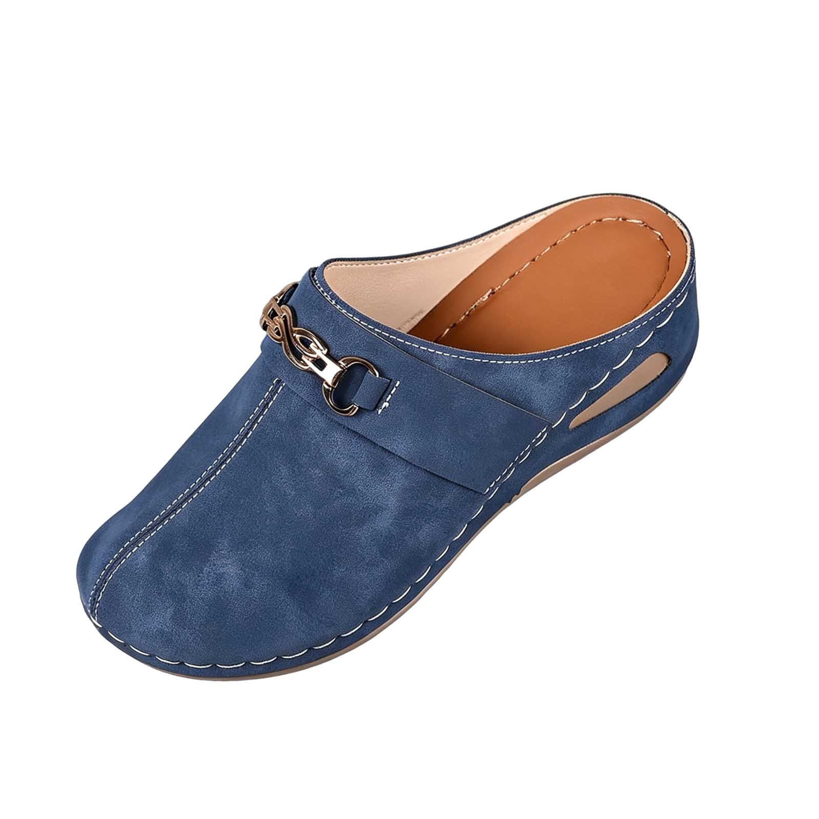 Blue Women'S Fashion Casual Platform Wedge Slippers Bow Design Trendy ...