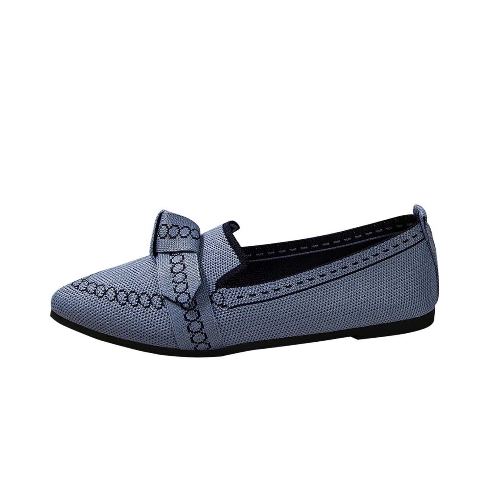 Blue Women S Flat Heel Shoes With Mesh Design For Everyday Wear With 0 ...